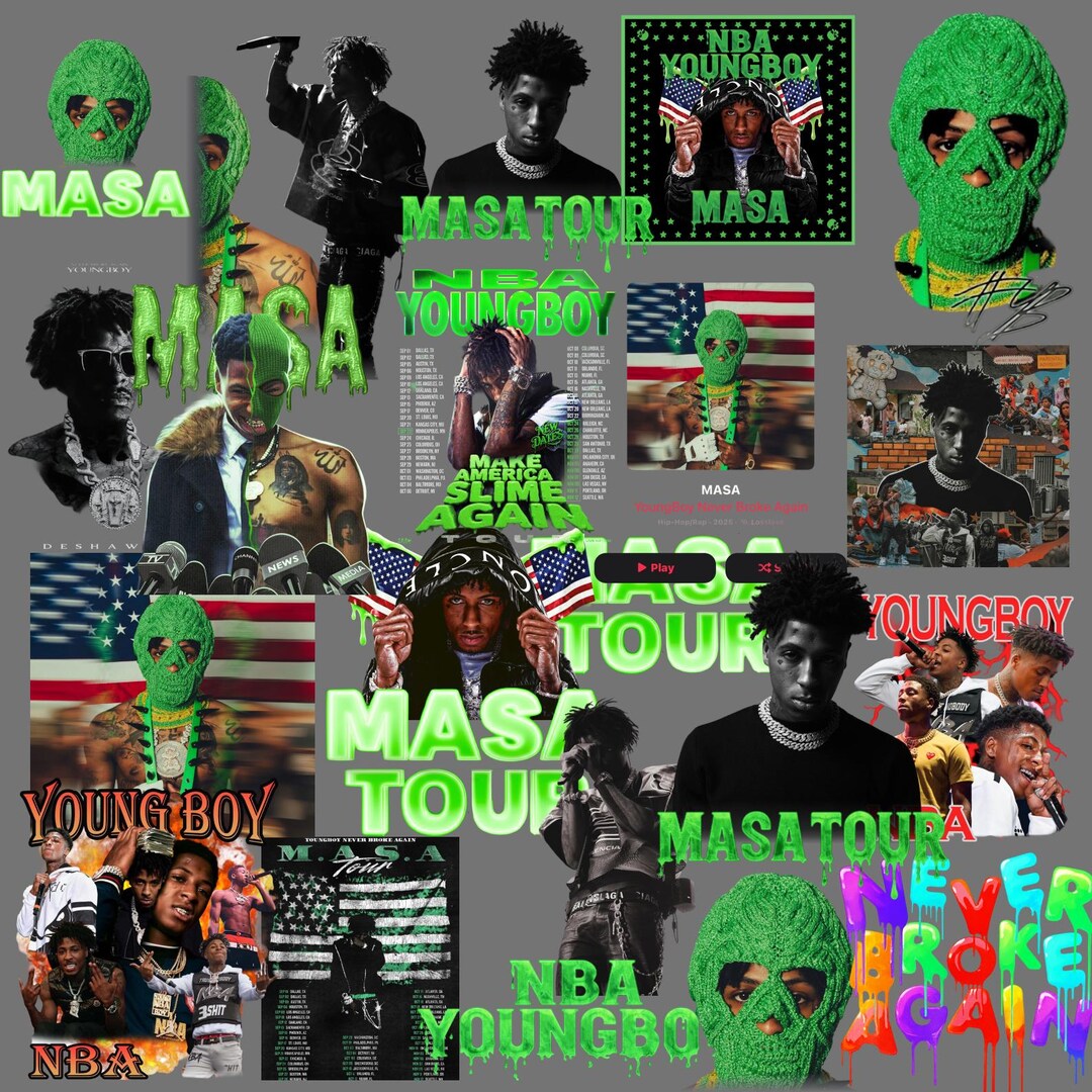 Nba Youngboy PNG Bundle (25+) | Masa Tour 2025 Digital Download Tee ...