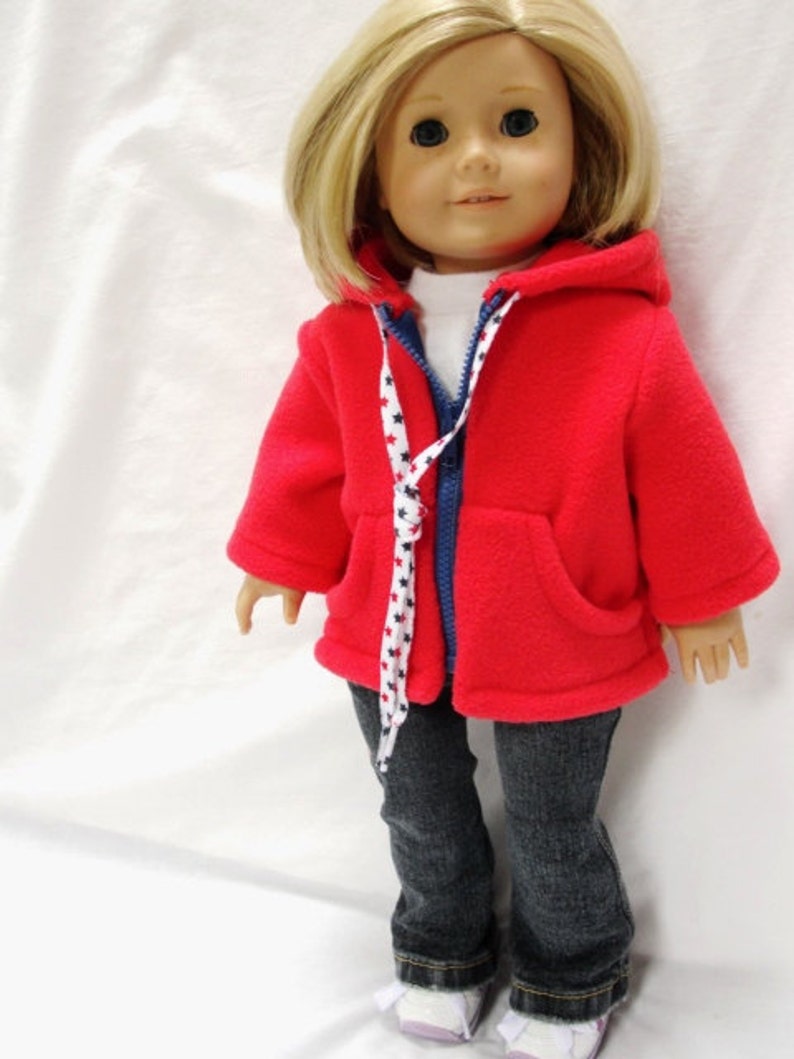 American Girl Doll Fleece Zip Up Hoodie For 18 Inch Dolls Etsy