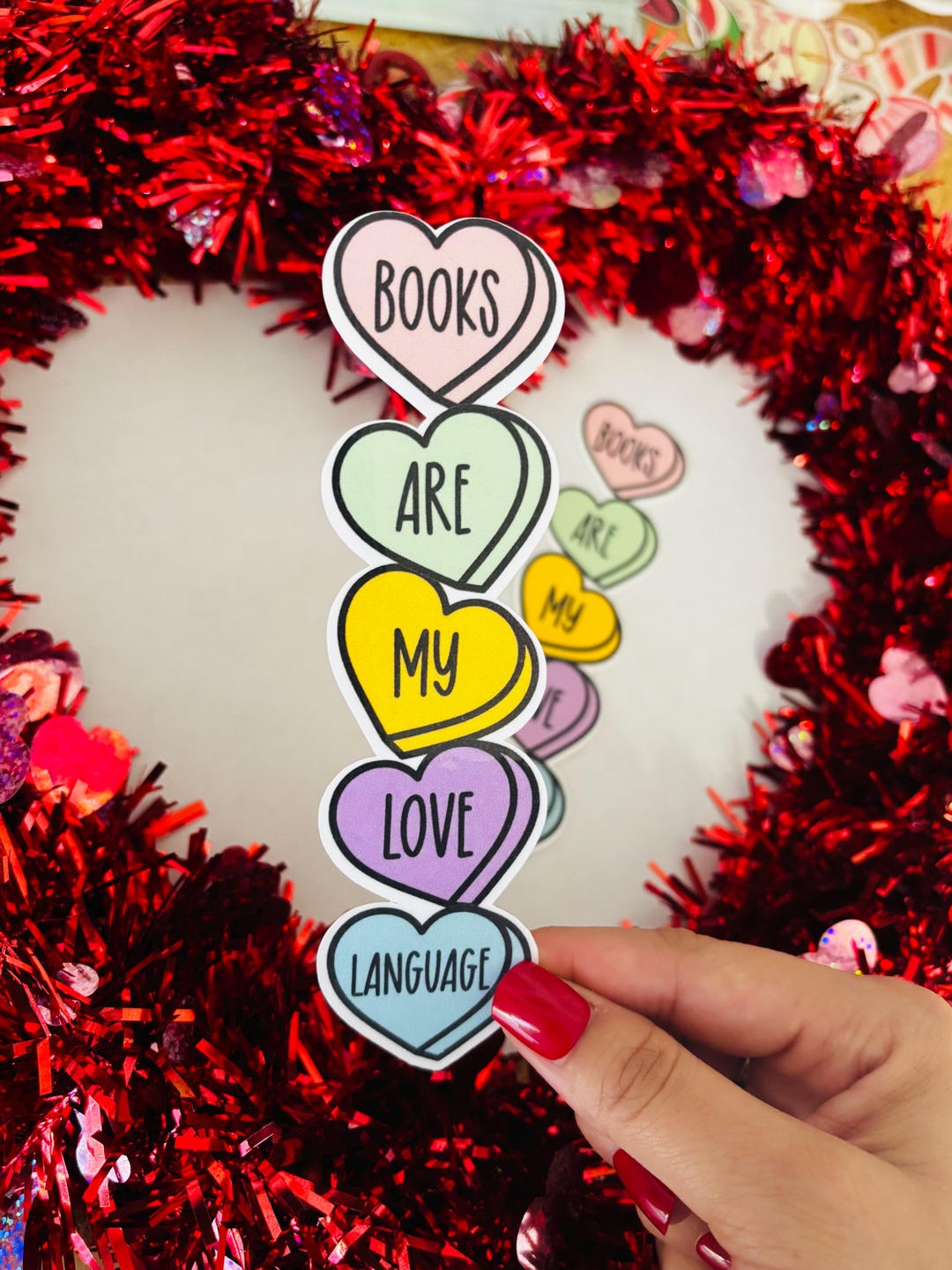 Books Are My Love Language •conversation Hearts• Bookmark - Etsy