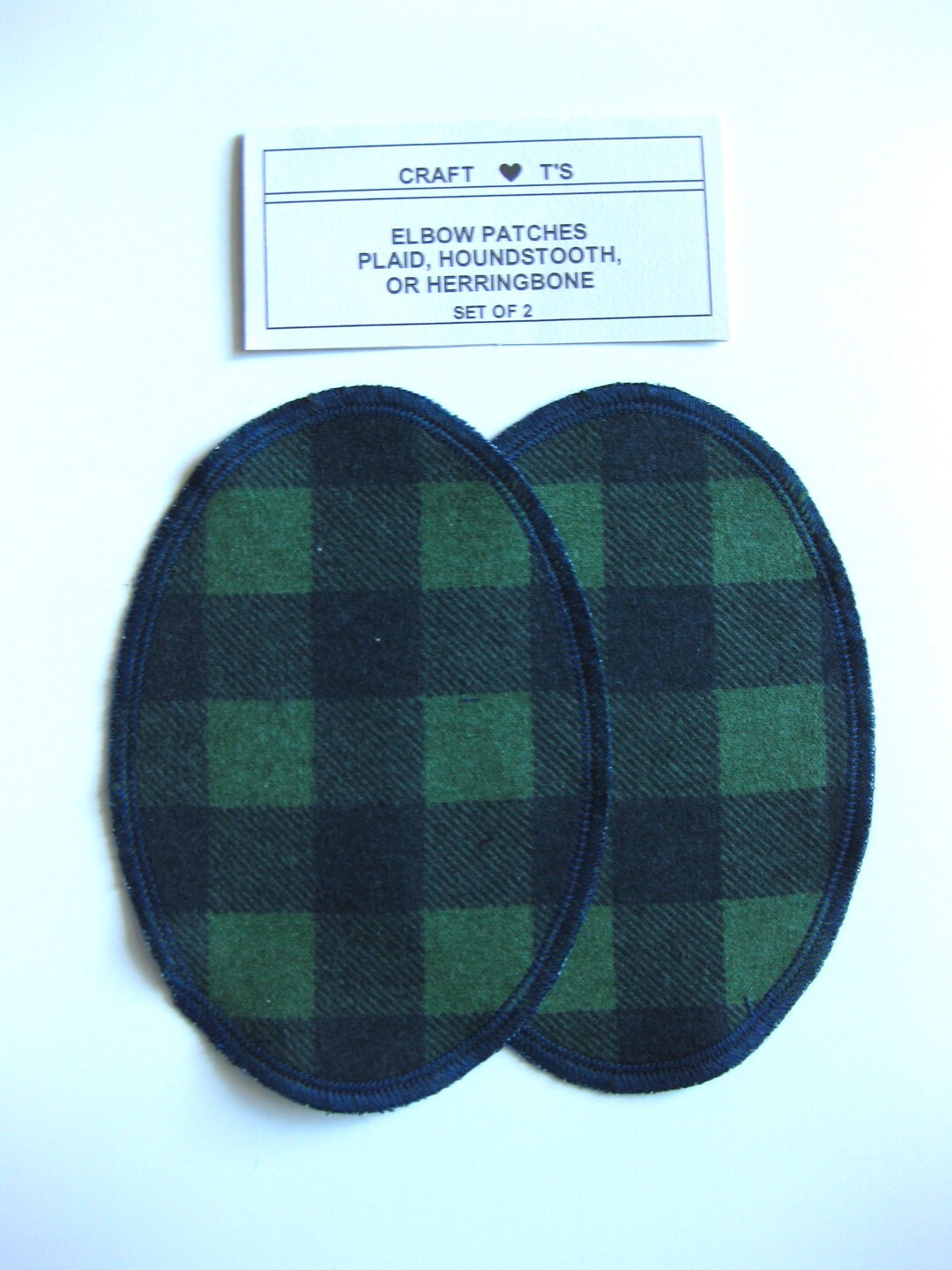 Elbow Patches - Navy Blue and Green Buffalo Plaid Flannel - Set of 2 - Etsy
