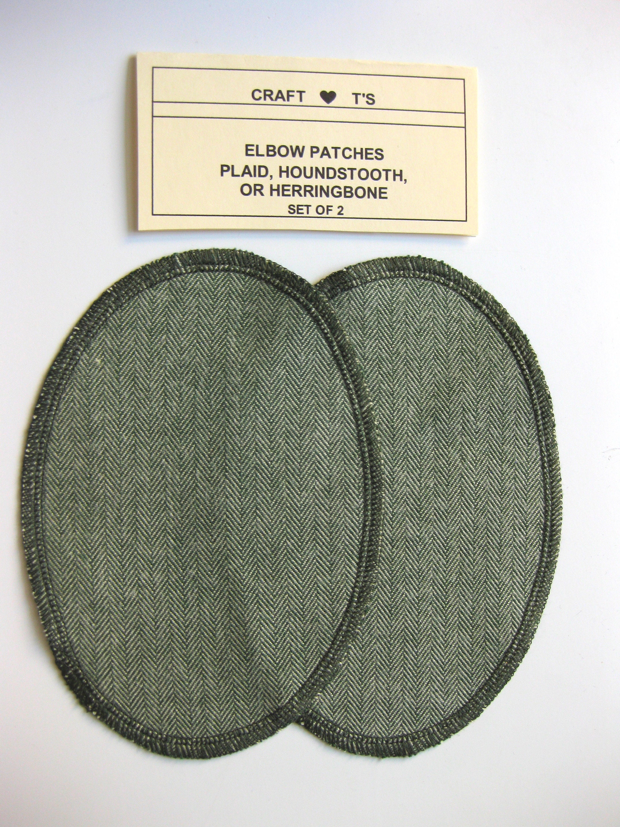 Craft Supplies & Tools Elbow Patches Set of 2 Olive Green Herringbone ...