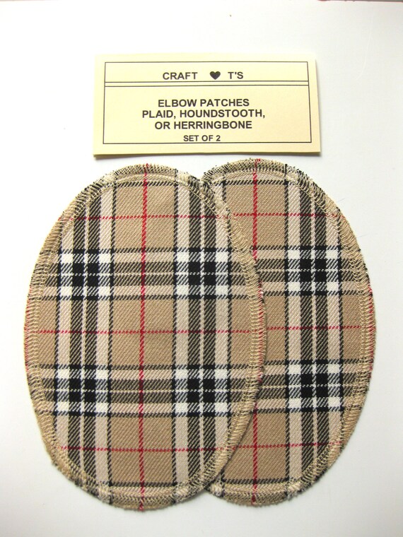 Elbow Patches Beige Black White and Red Plaid Cotton Set | Etsy