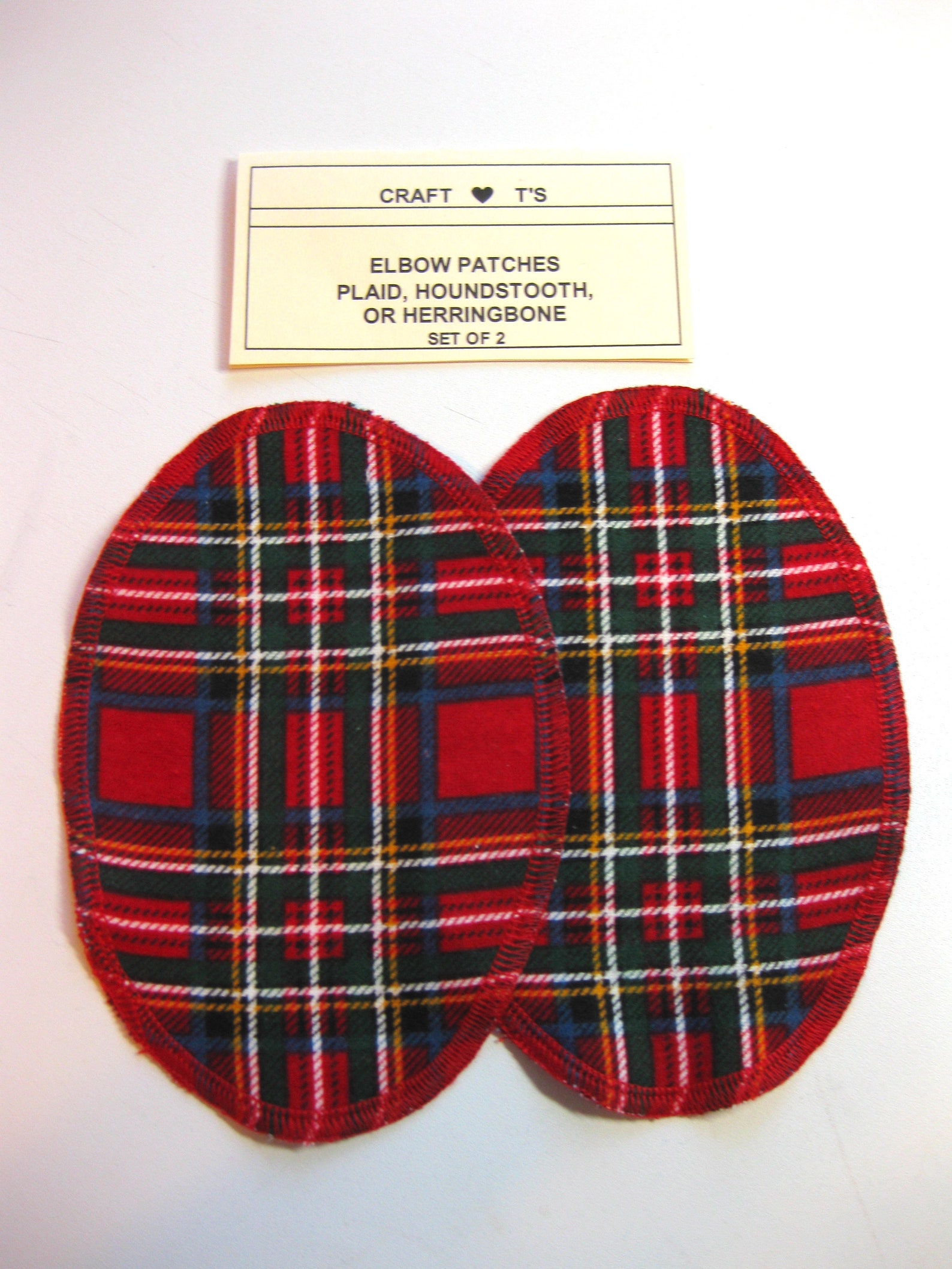 Elbow Patches Red Tartan Plaid Flannel Set of 2 | Etsy