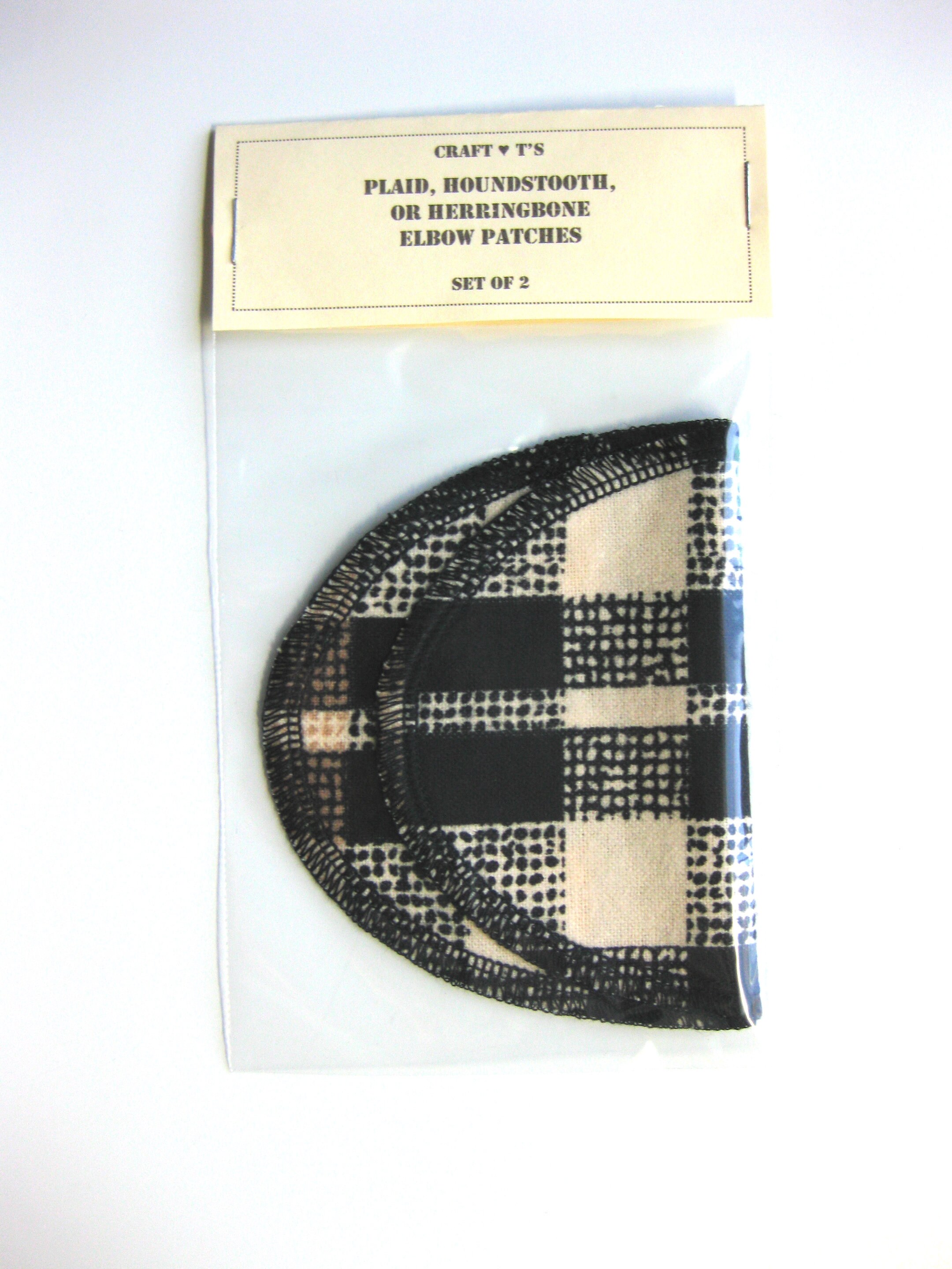 Elbow Patches Black and Cream Plaid Cotton Flannel Set of - Etsy