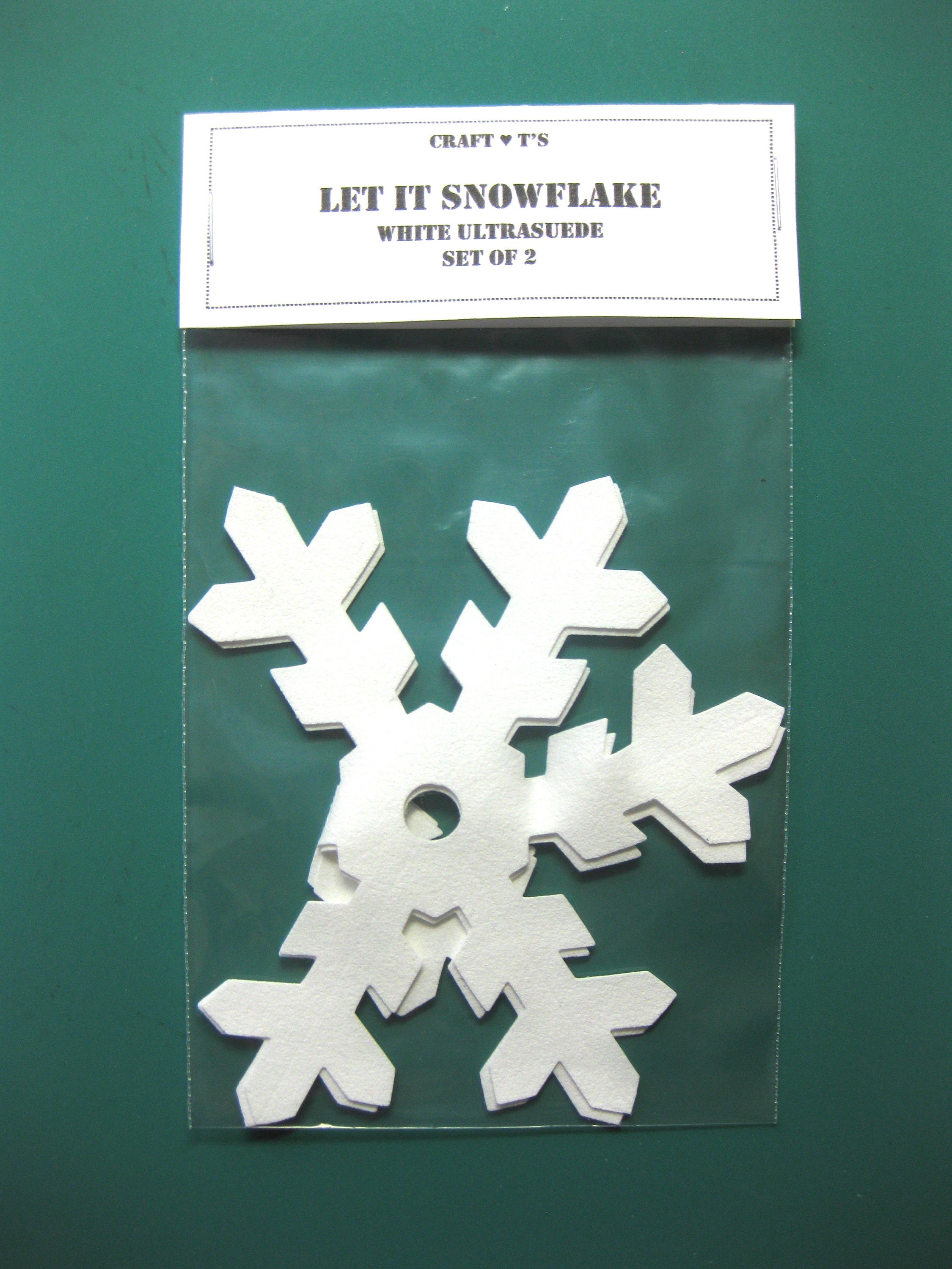Let It Snowflake - White Ultrasuede Light (0.6mm) Snowflakes - Set of 2 ...