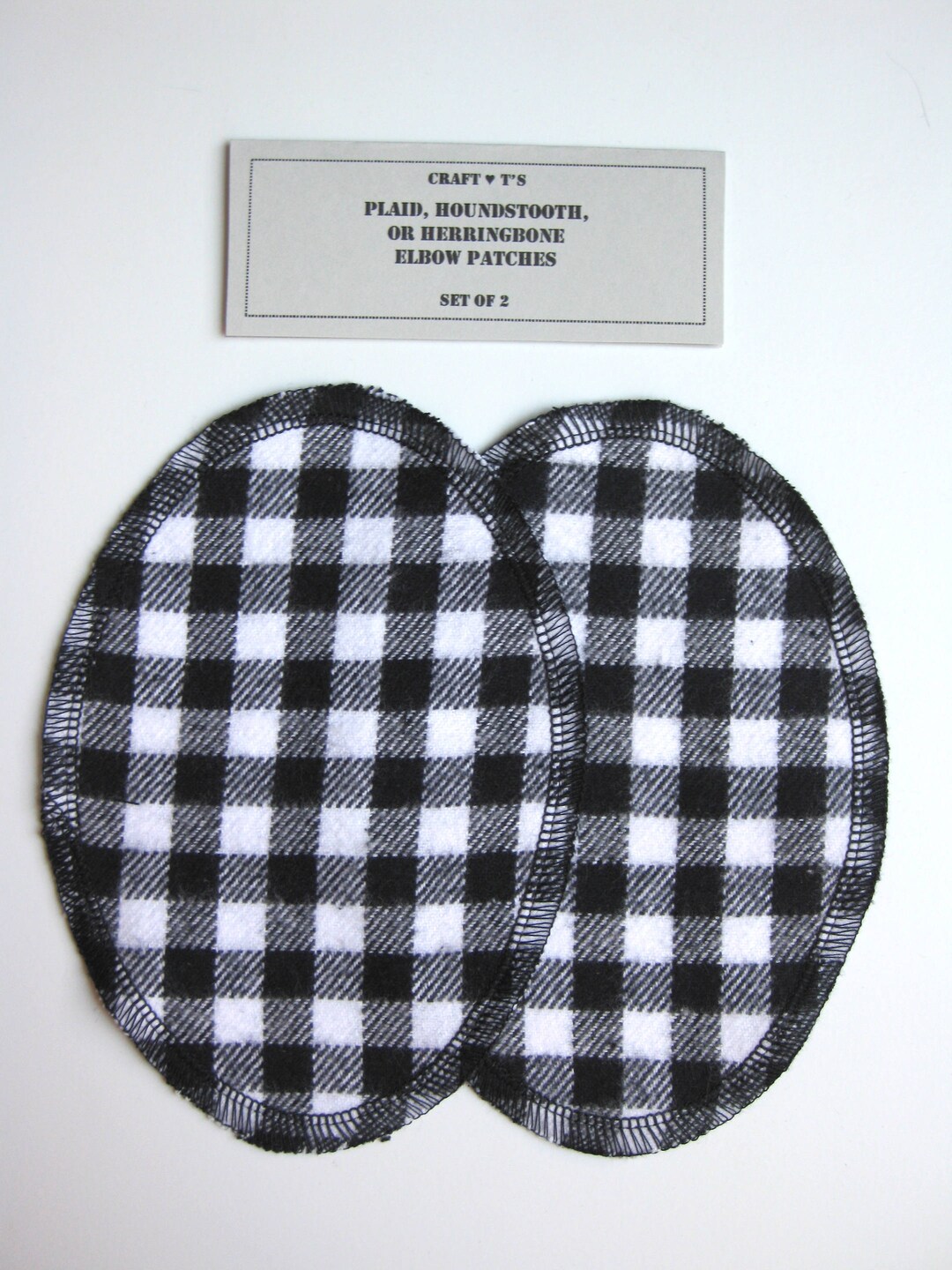 Elbow Patches Black and White Buffalo Plaid Set of 2 - Etsy