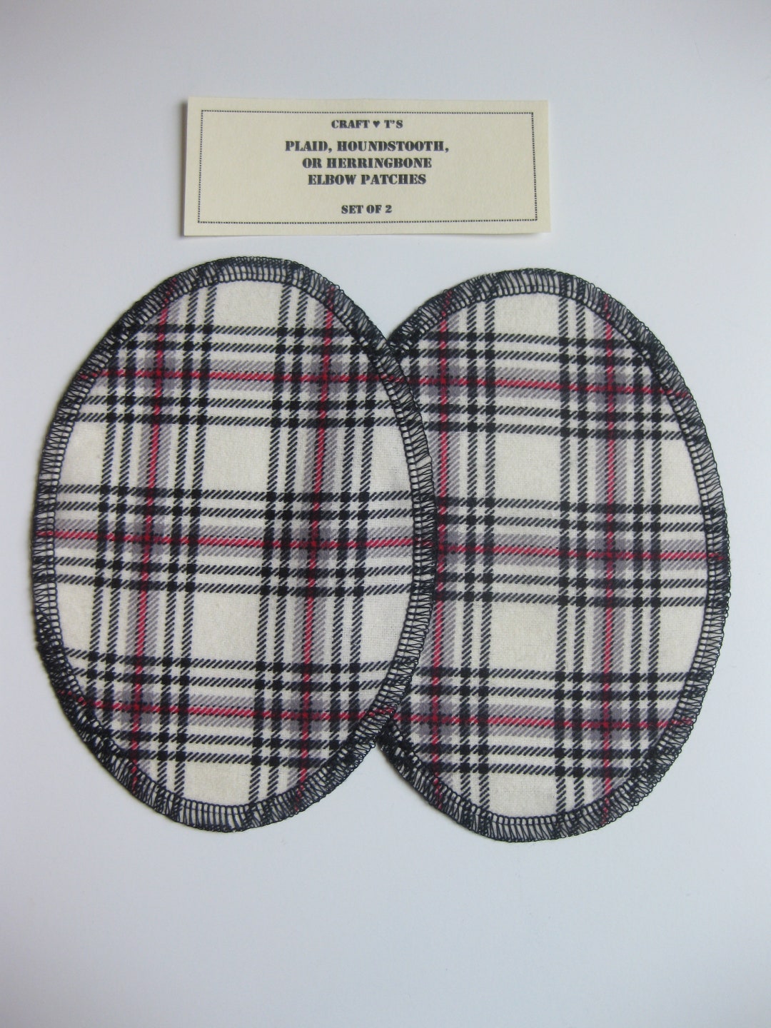 Elbow Patches - Cream Red Black Plaid Cotton - Set of 2 - Etsy