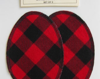 Elbow Patches Red Tartan Plaid Flannel Set of 2 - Etsy