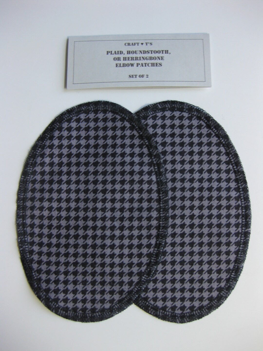 Elbow Patches - Black and Dark Gray Houndstooth Flannel - Set of 2 - Etsy