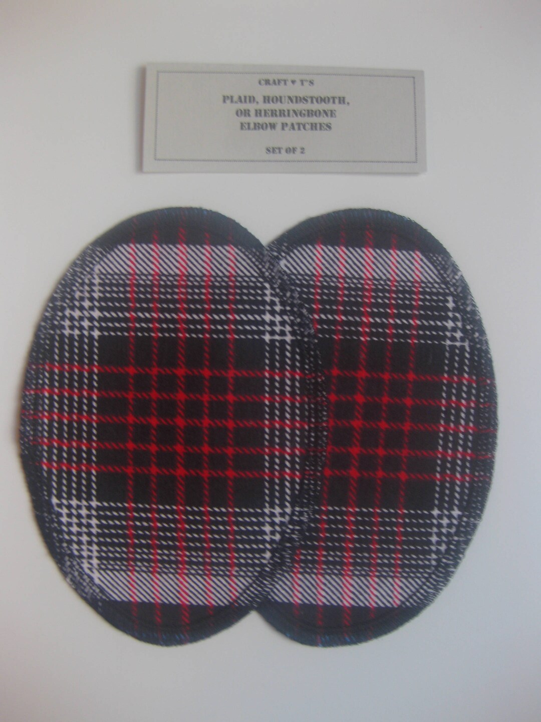 Elbow Patches - Black, Red and White Plaid Cotton - Set of 2 - Etsy
