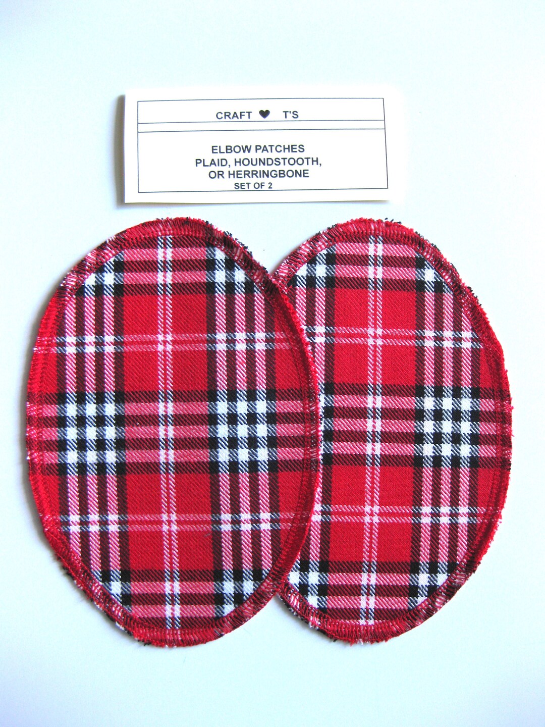 Elbow Patches - Red, Black and White Plaid Cotton - Set of 2 - Etsy