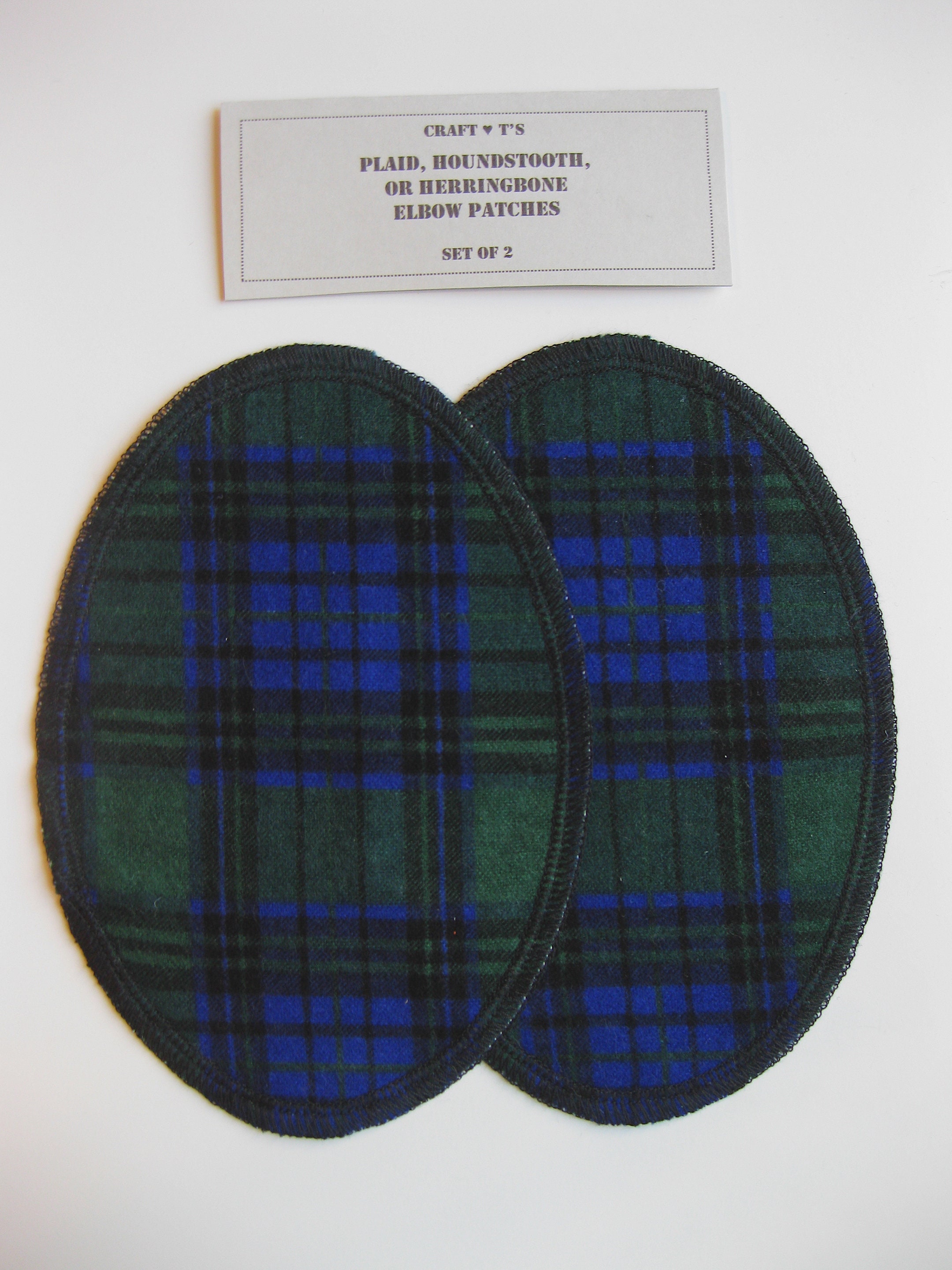 Elbow Patches Blue Green and Black Tartan Plaid Flannel - Etsy