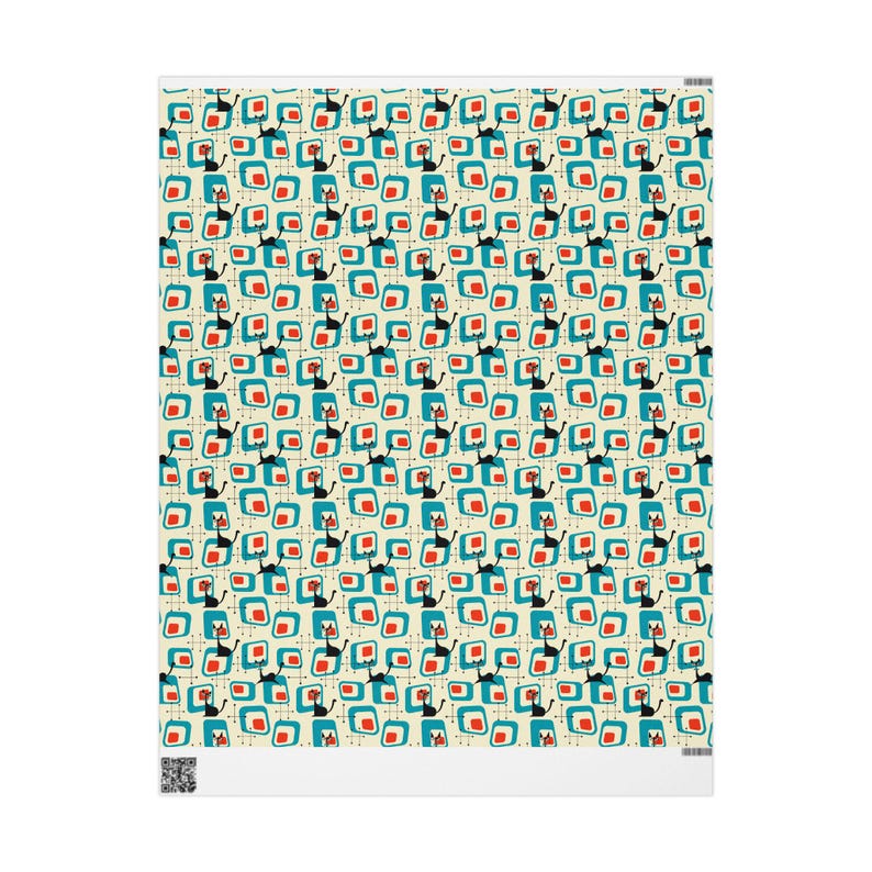 Cat Wrapping Paper, Mid Century Modern, Retro Atomic Design - Etsy
