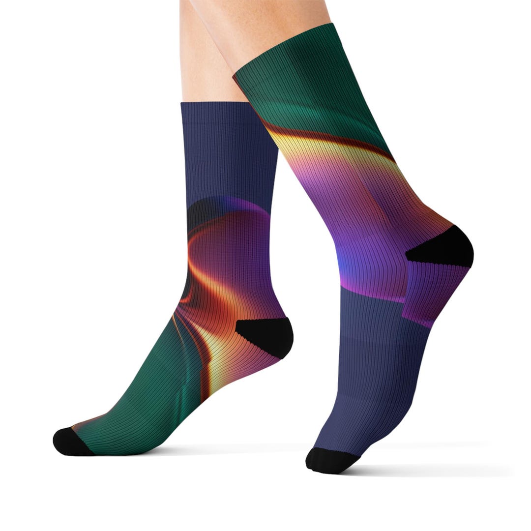 Iridescent Wave Vibrant Sublimation Socks | Colorful Funky Patterned ...