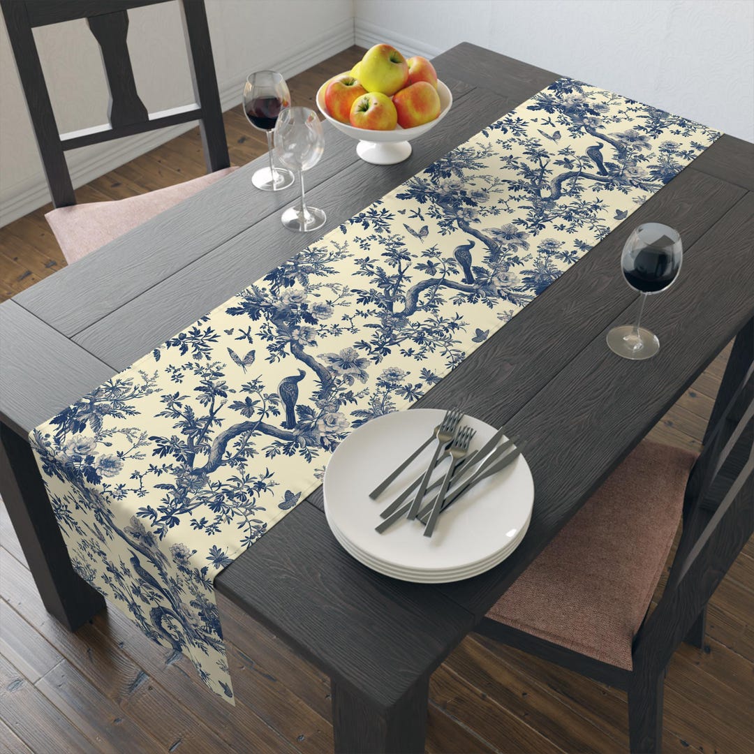 French Toile Table Runner - Elegant Dining, Vintage Style - Etsy