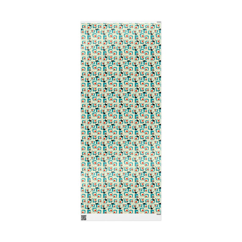 Cat Wrapping Paper, Mid Century Modern, Retro Atomic Design - Etsy