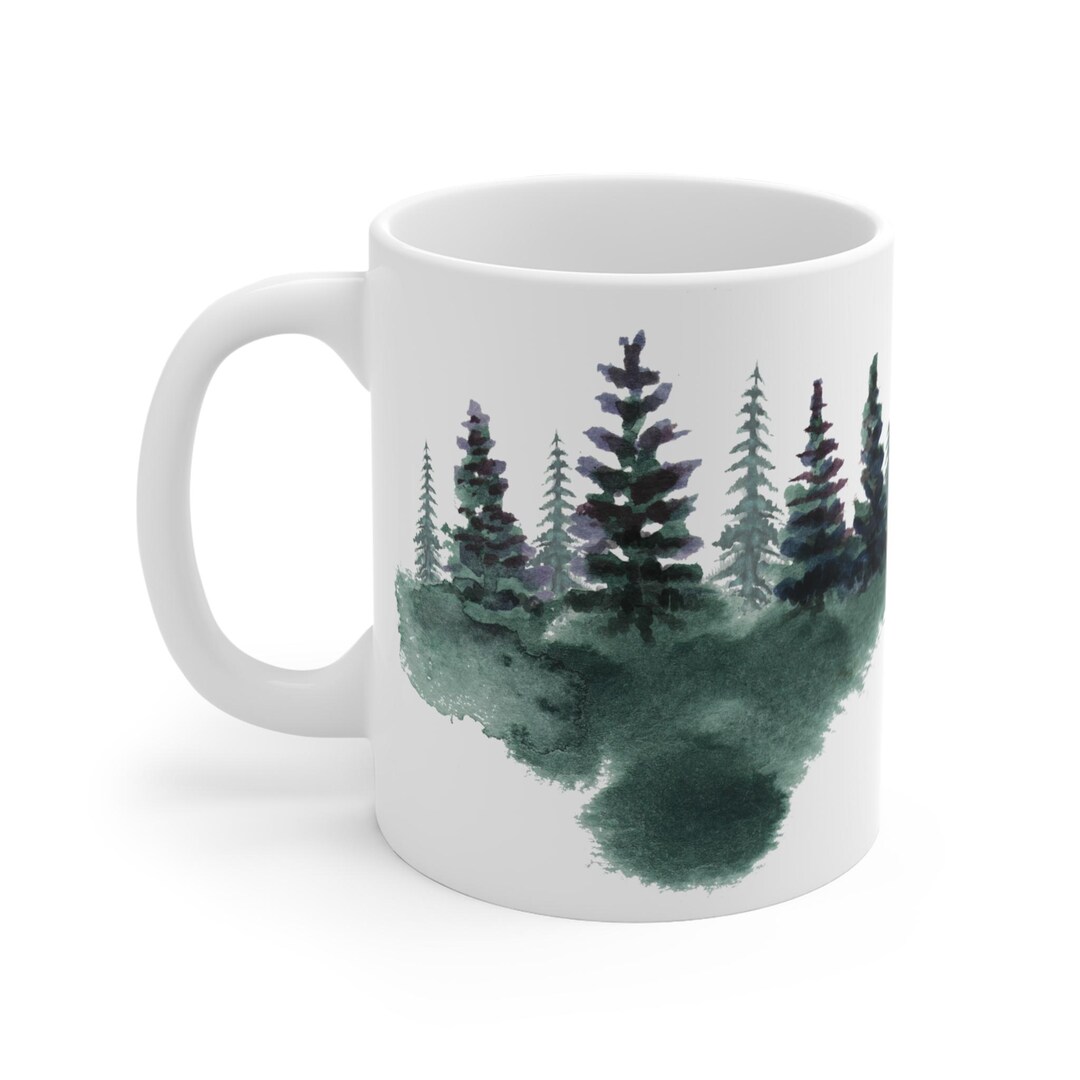 Forest Coffee Mug: Watercolor Pine Tree - Etsy