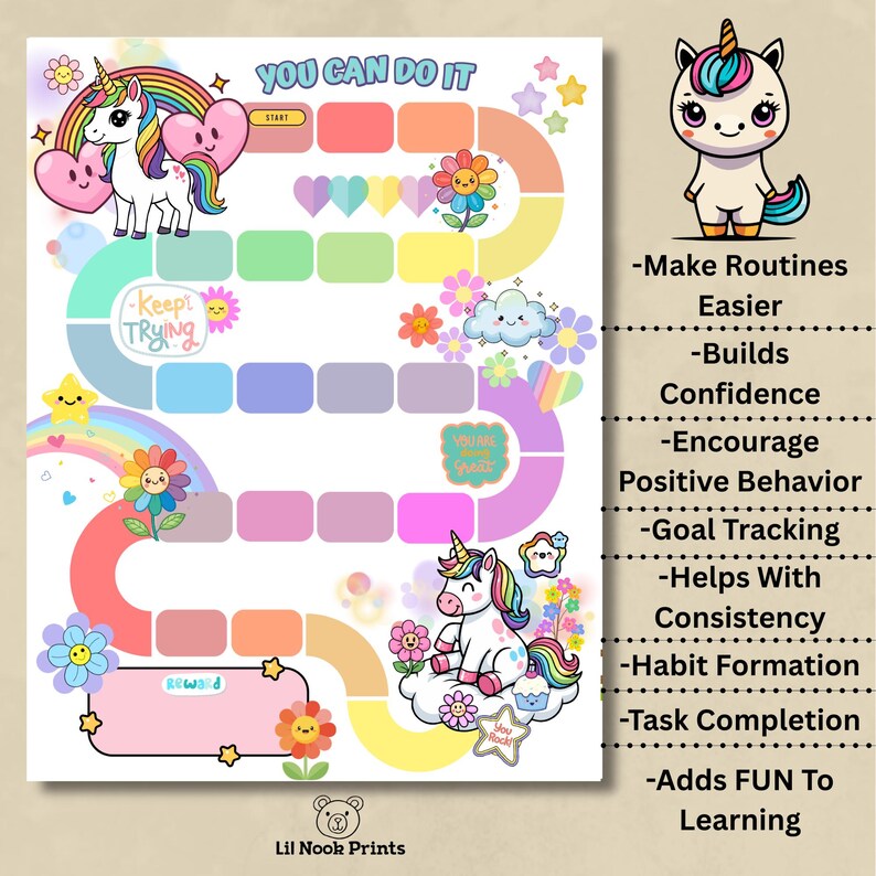 Unicorn Printable Reward Chart for Kids | You Can Do It Motivation ...