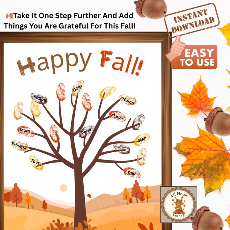 Fall Fingerprint Tree Craft, Thanksgiving Keepsake (digital Download ...