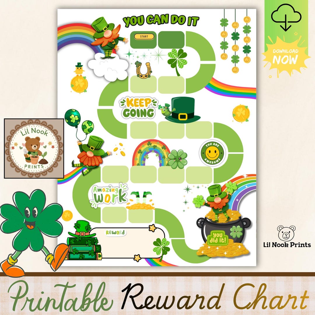 St. Patrick’s Day Printable Chart for Kids | Behavior Chart Reward ...