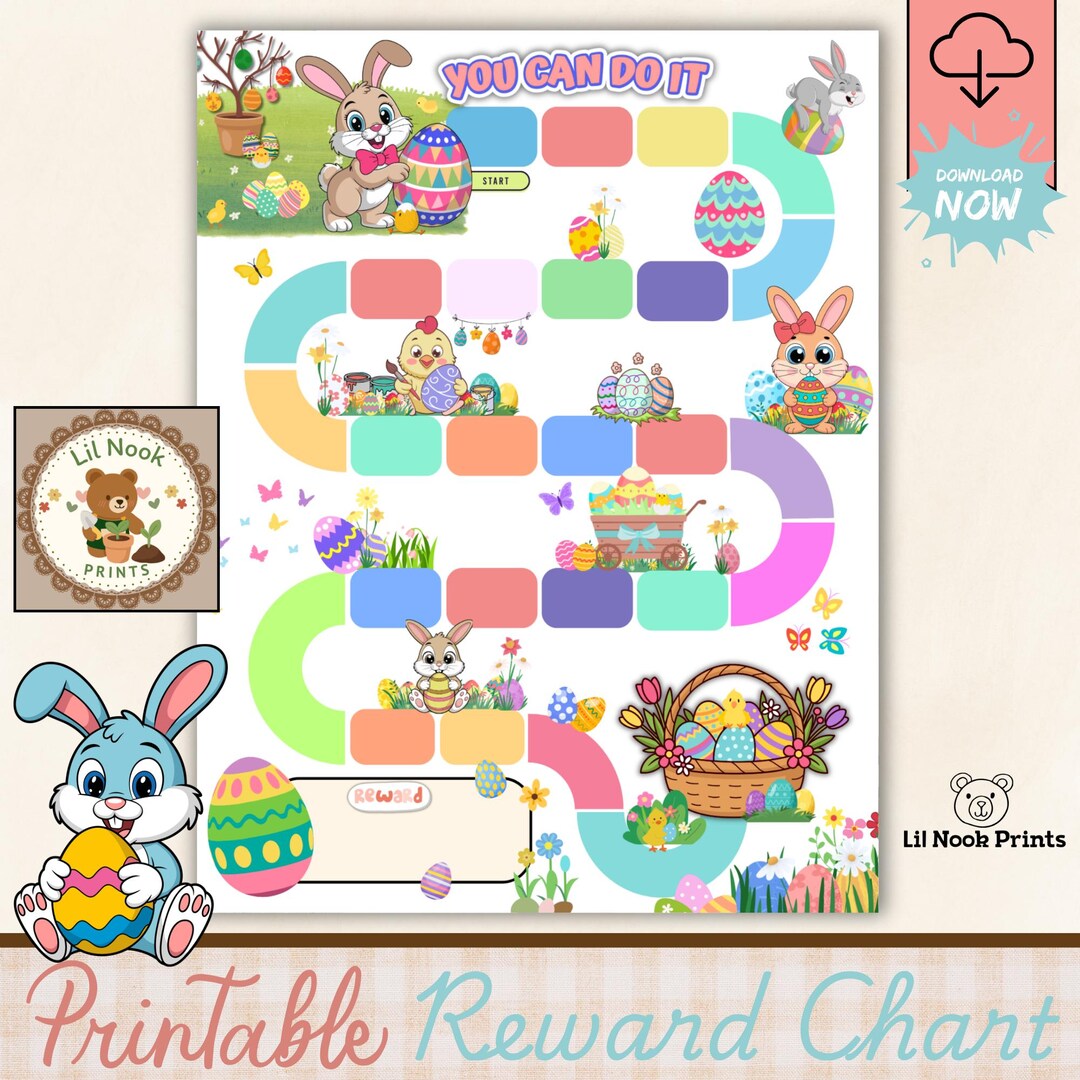 Easter Reward Chart Printable for Kids | Bunny Behavior Chart | Easter ...
