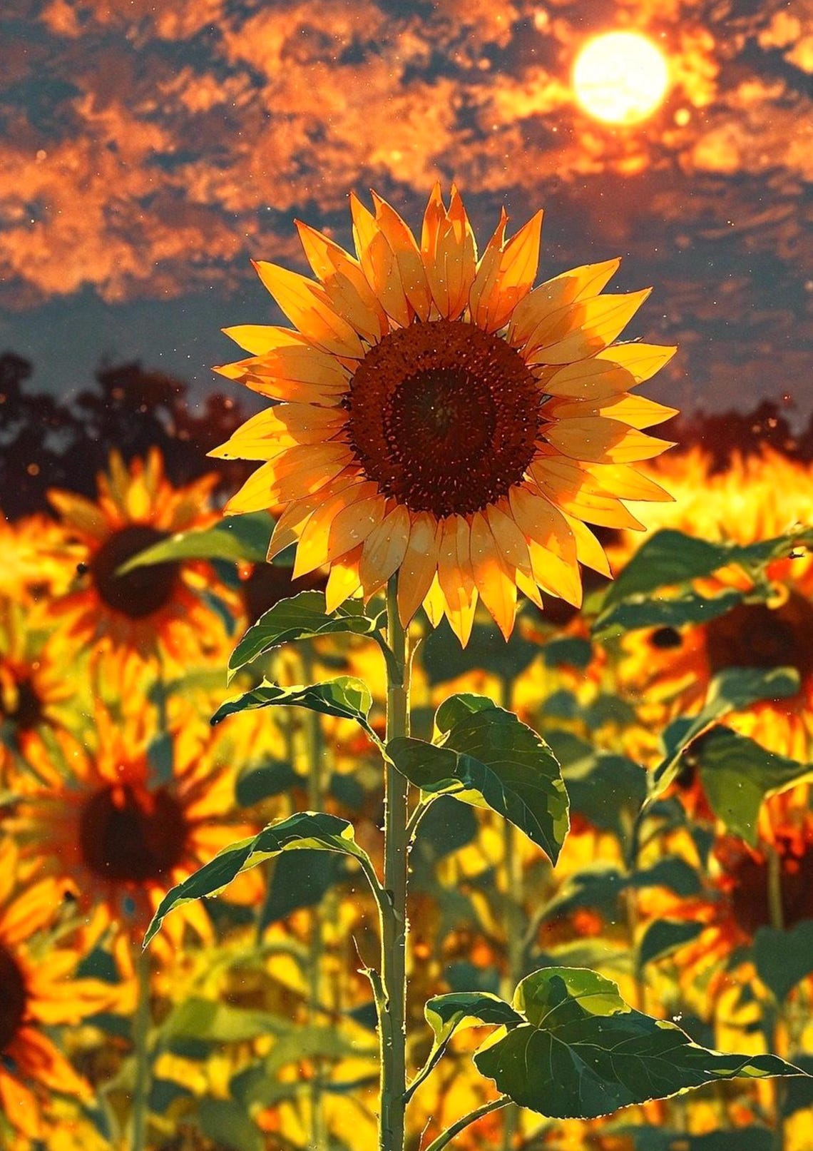 Sunflower Sunset Digital Art Printable Download File | High Resolution ...