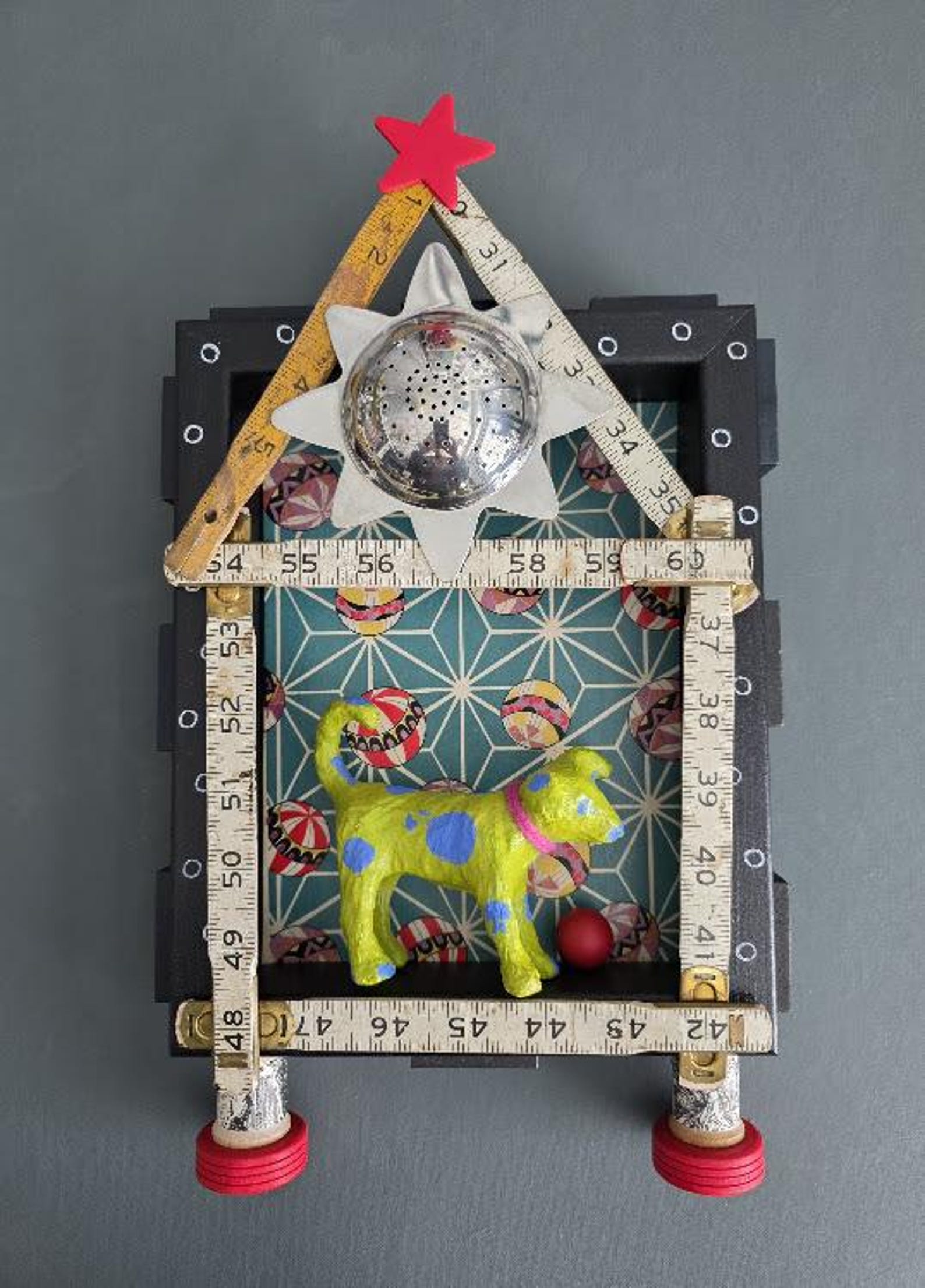 Sun Dog - Art Assemblage - Dog Art - Found Objects Art - Mixed Media - Etsy