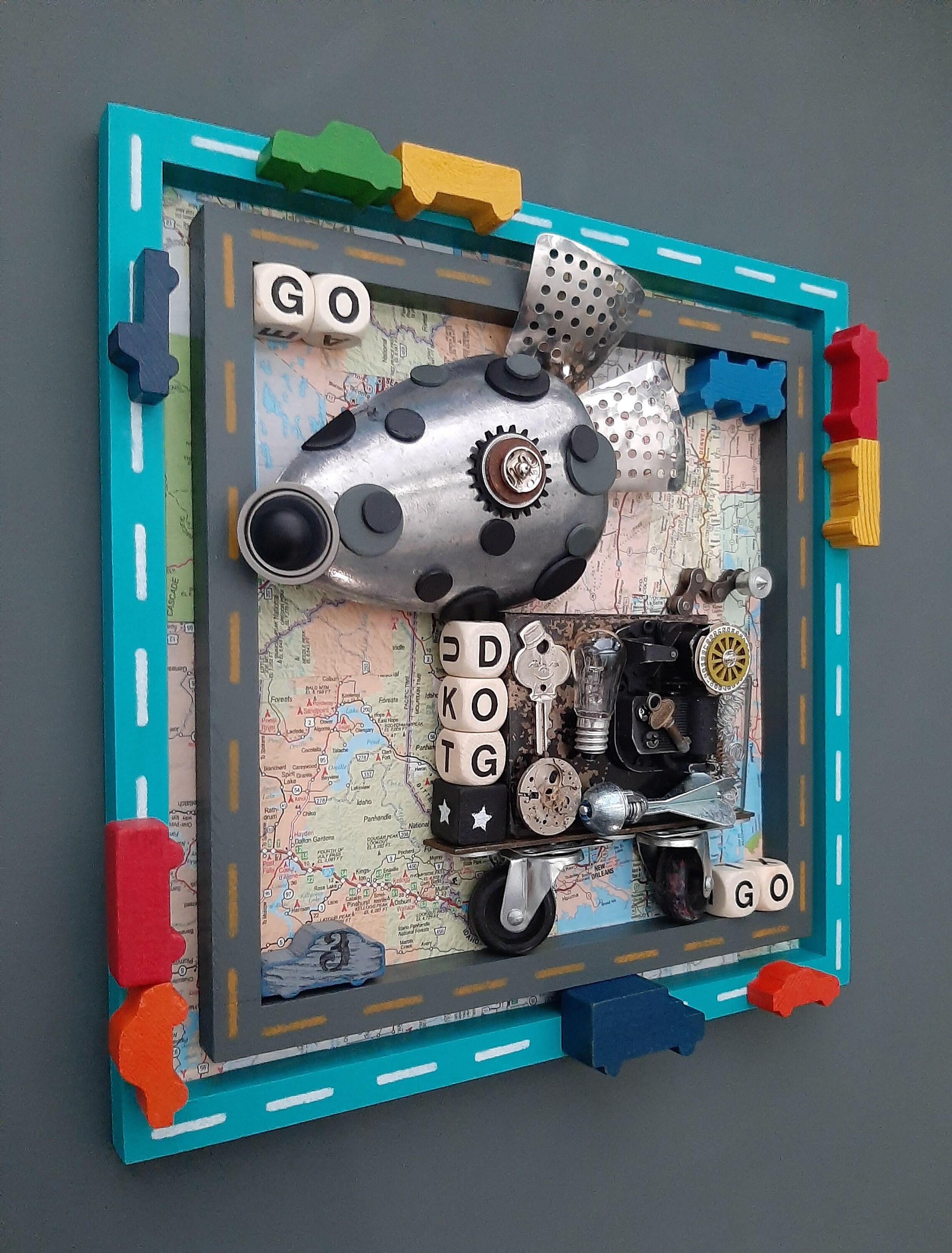 Go Dog Go Assemblage Art – Found Object Mixed Media Wall Hanging - Etsy