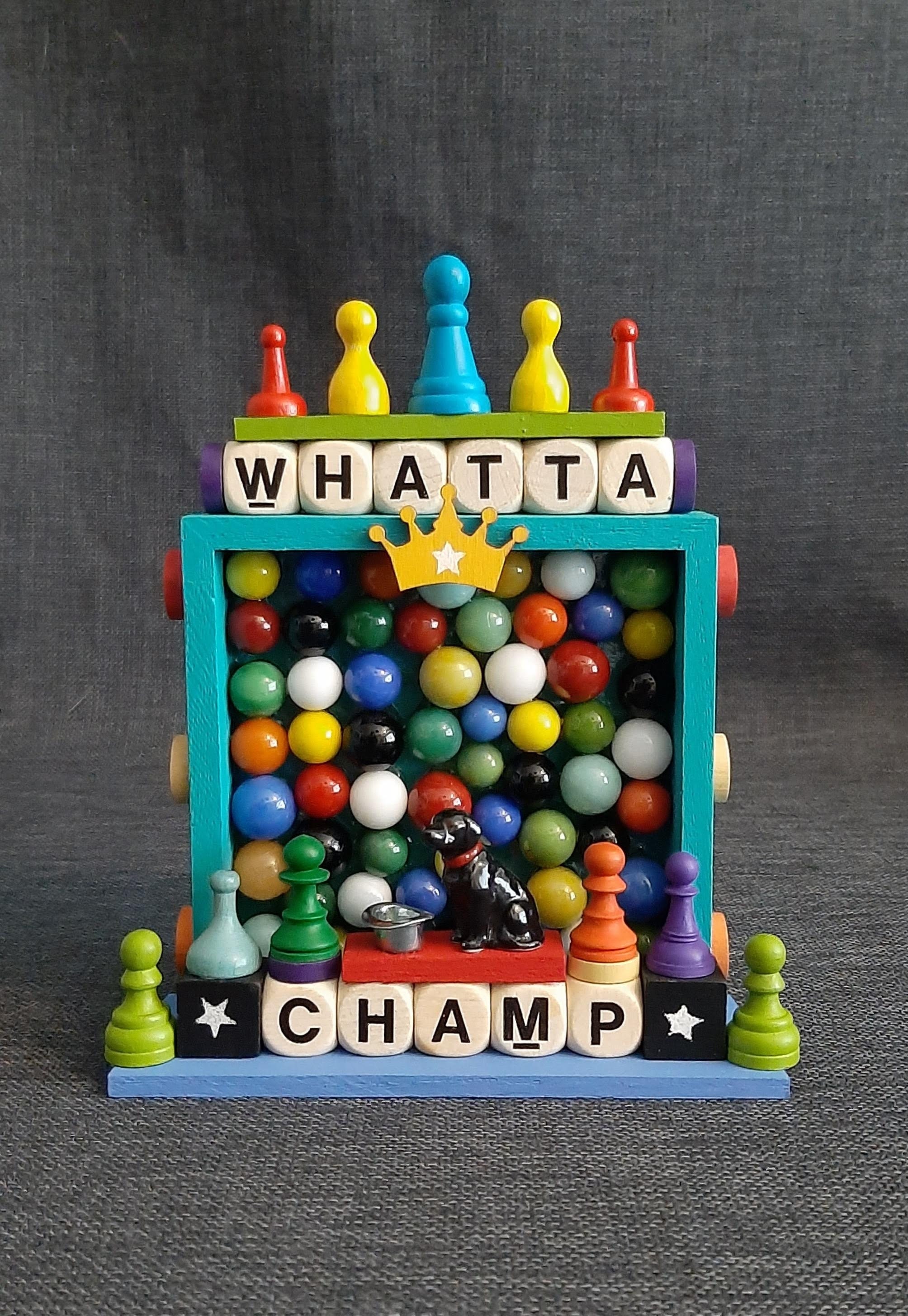 Whatta Champ - Art Assemblage - Mixed Media - Dog Art - Found Objects ...
