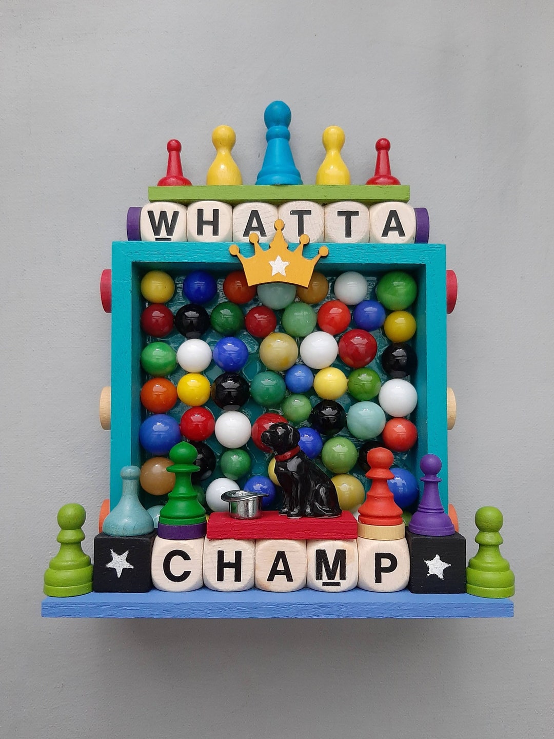 Whatta Champ Art Assemblage Mixed Media Dog Art - Etsy