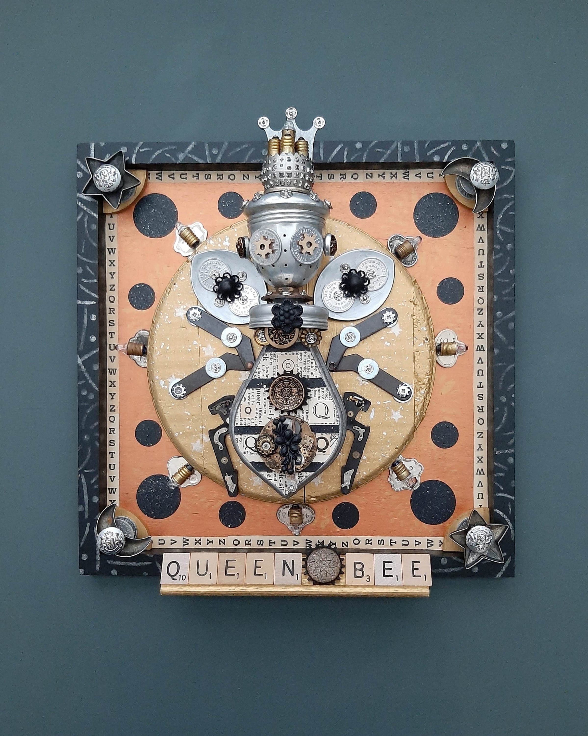 Queen Bee 3 Crowns Art Assemblage Found Objects Art Mixed Media - Etsy