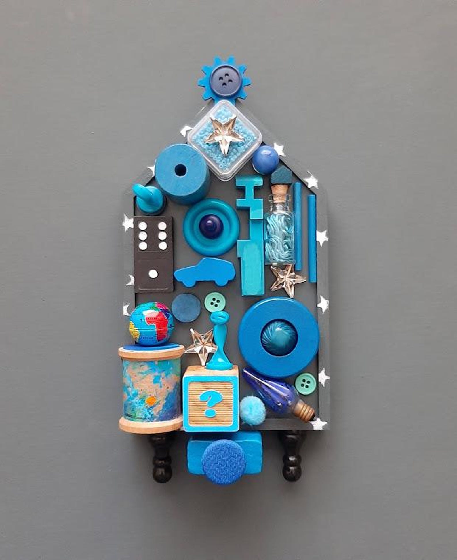 So Blue House - House Assemblage - Found Objects Art - Mixed Media - Etsy