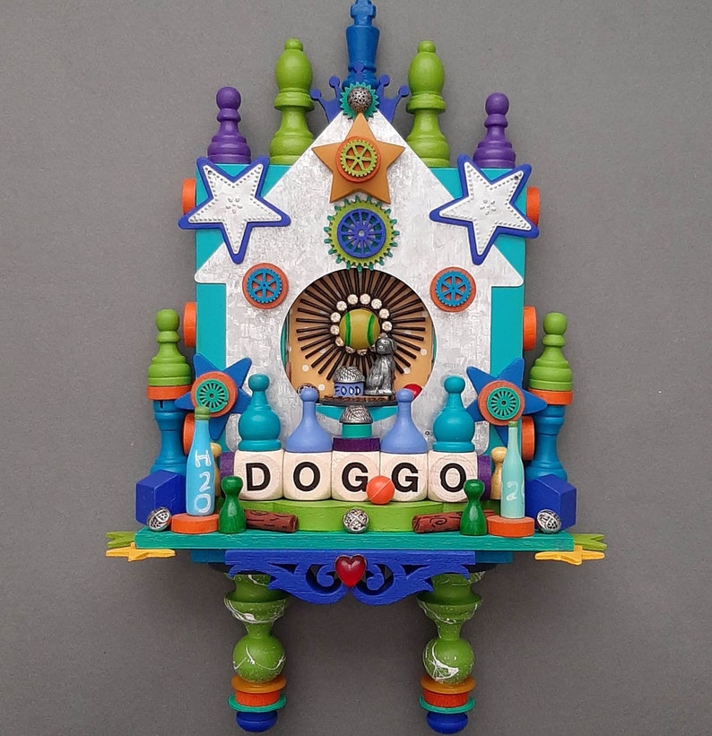 The Altar of Doggo - Art Assemblage - Mixed Media - Dog Art - Wall Art ...
