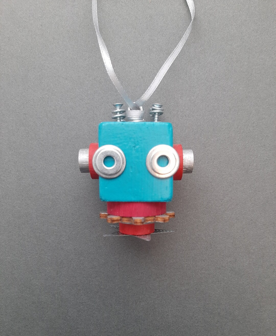 Robot Head - Ornament - Robot Ornament - Hanging Decor - Mixed Media - Etsy