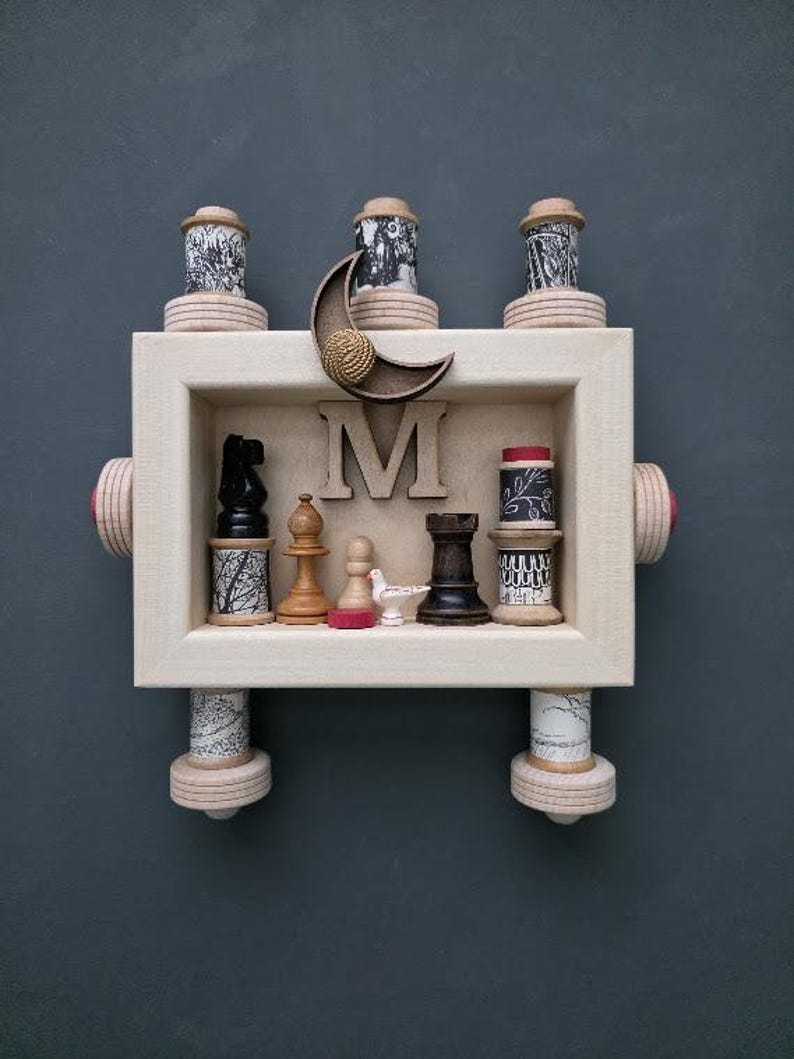 Miscellaneous - Found Object Art Assemblage – Chess Pieces, Moon Wall ...