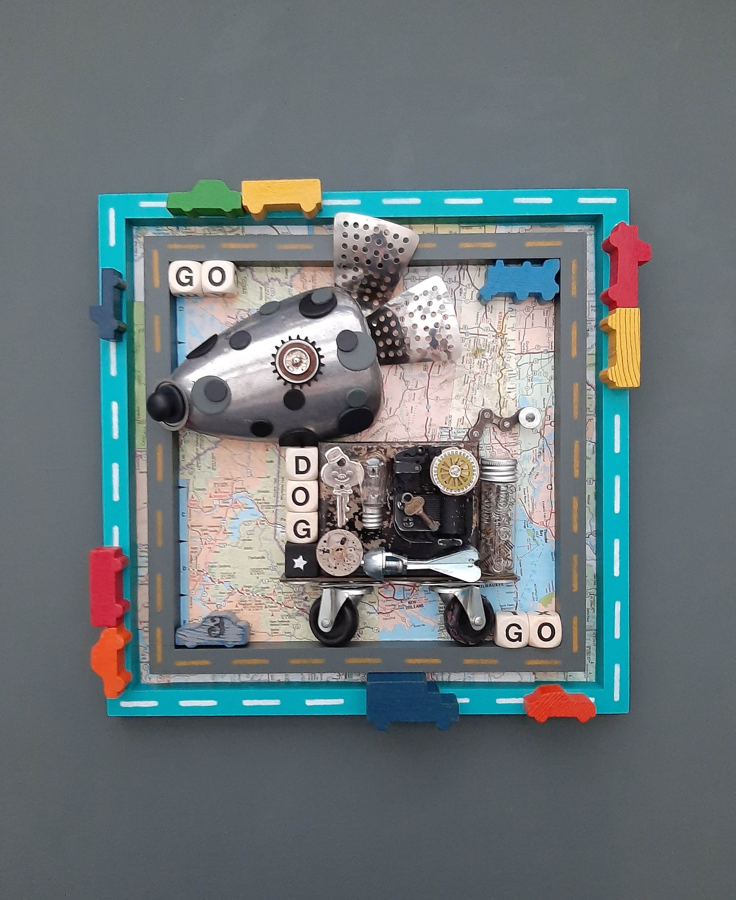 Go Dog Go Assemblage Art – Found Object Mixed Media Wall Hanging - Etsy