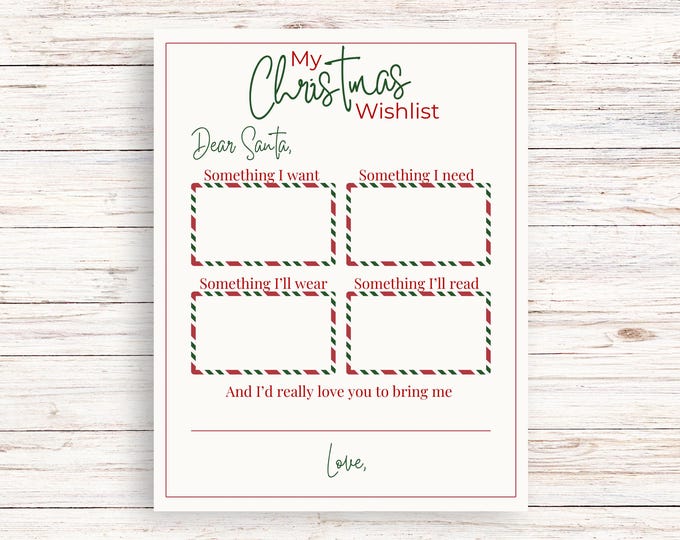 Letter to Santa Printable: Christmas Wish List Activity (digital ...