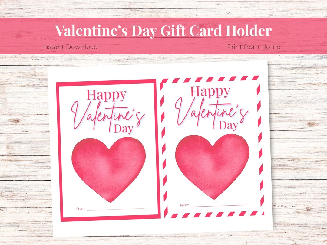 Valentine Gift Card Holder Printable | Happy Valentine’s Day 5x7 Cards ...
