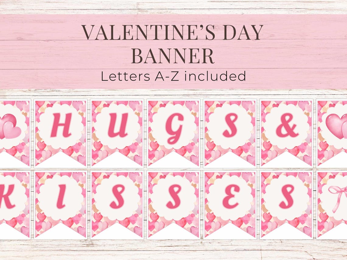 Valentine Banner Printable | Alphabet Bunting for Classroom Parties ...
