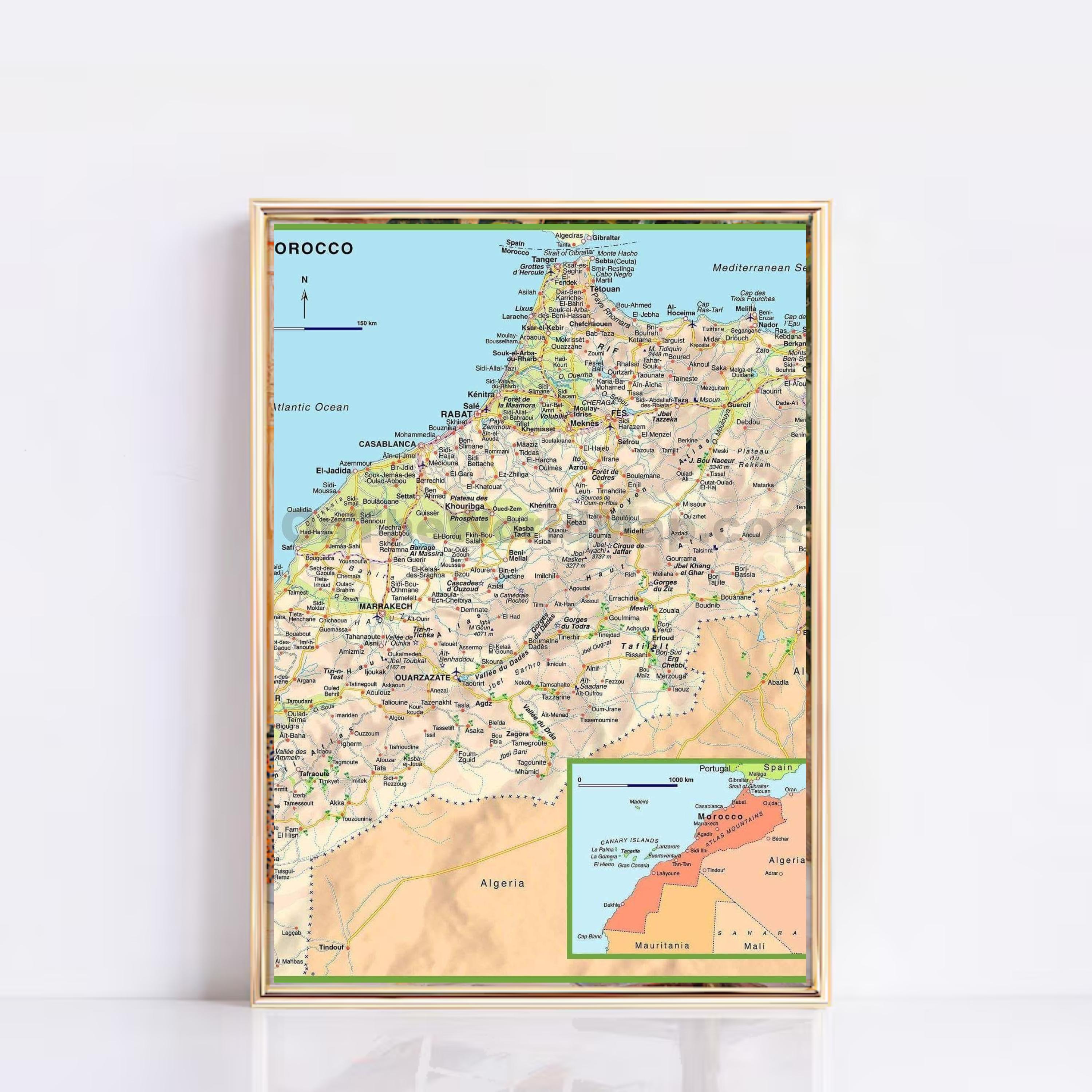 Morocco Map Digital Download High-resolution Printable Vintage-style ...