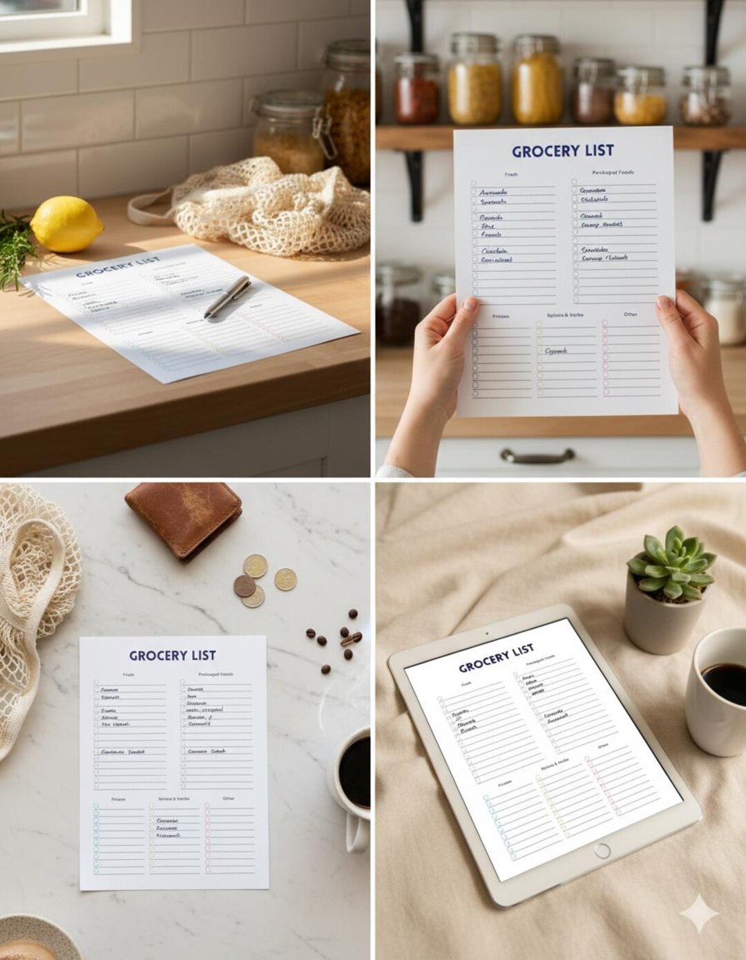 Simple Grocery List Printable | Minimalist White & Blue Design | US ...