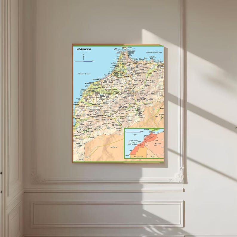 Morocco Map Digital Download High-resolution Printable Vintage-style ...
