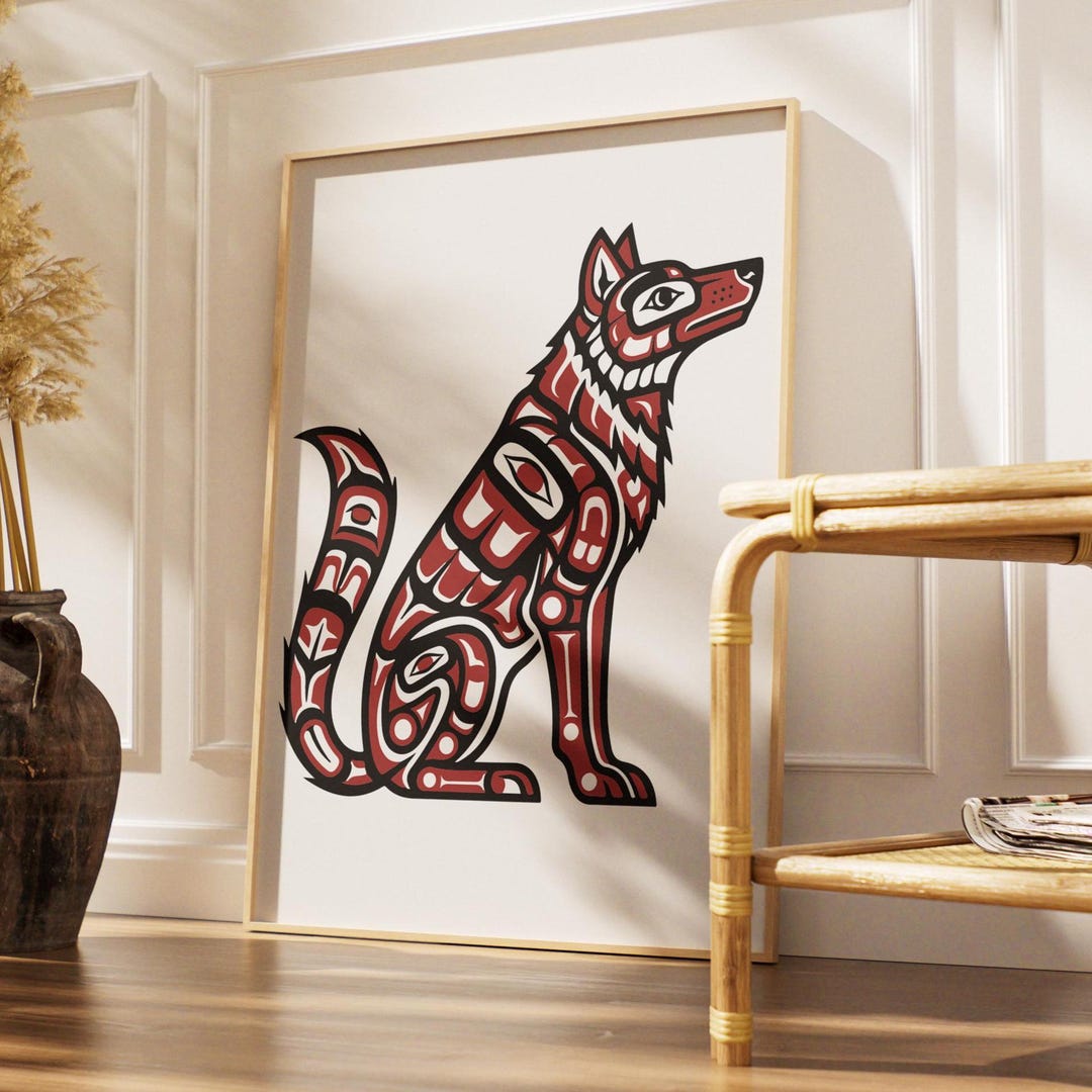 Haida Wolf Art: Pacific Northwest Red & Black Design (digital Download ...