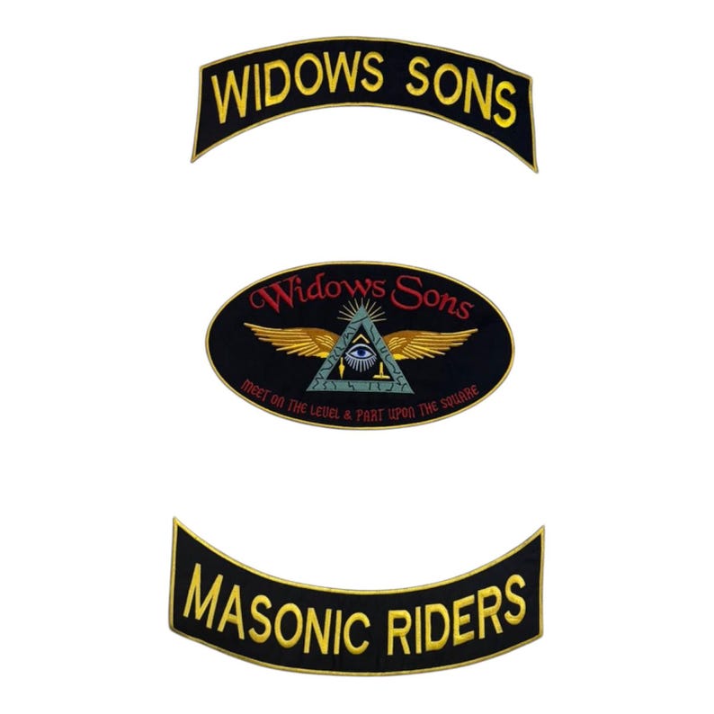 Widows Sons Masonic Riders Back Patch Set - Embroidered Freemason Biker ...