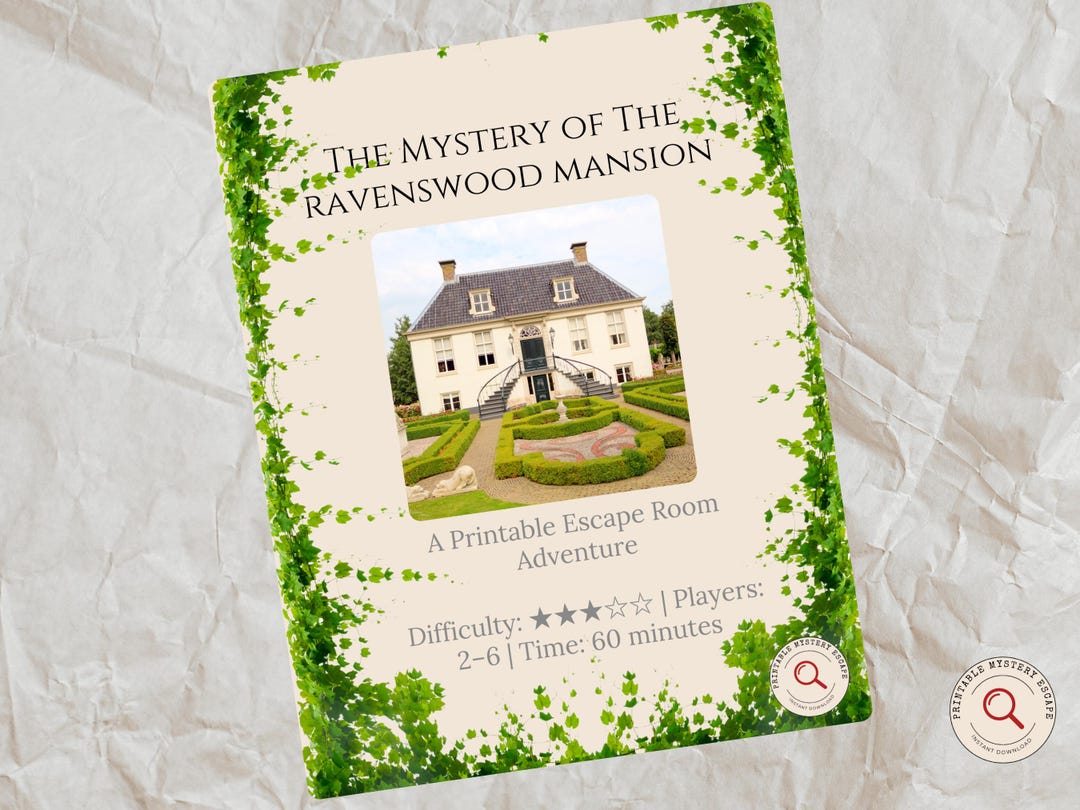 Printable Escape Room Game – Digital Download Mystery at Ravenswood ...