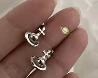 Vivienne Westwood Silver Brandita Saturn Orb Hoop NANA Dangle Earrings ...