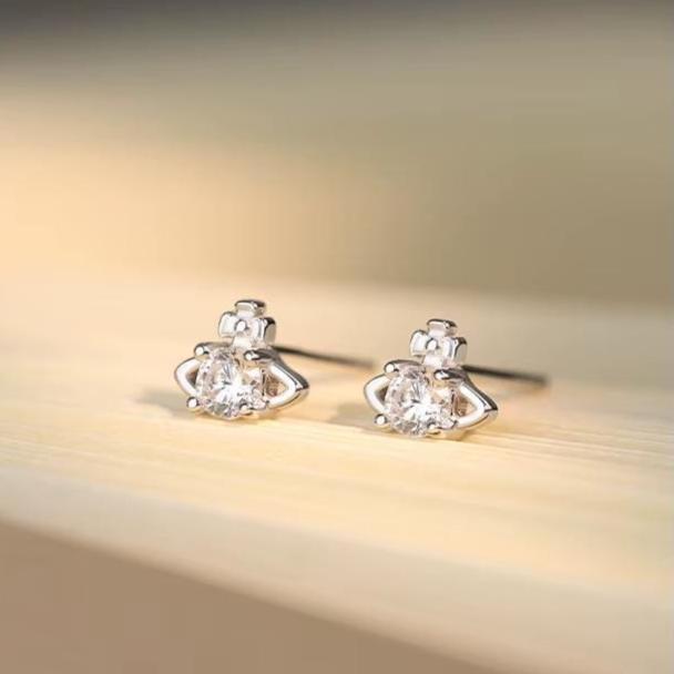 Tiny Saturn Orb Cross 925 Sterling Silver CZ Orb NANA Earrings - Etsy