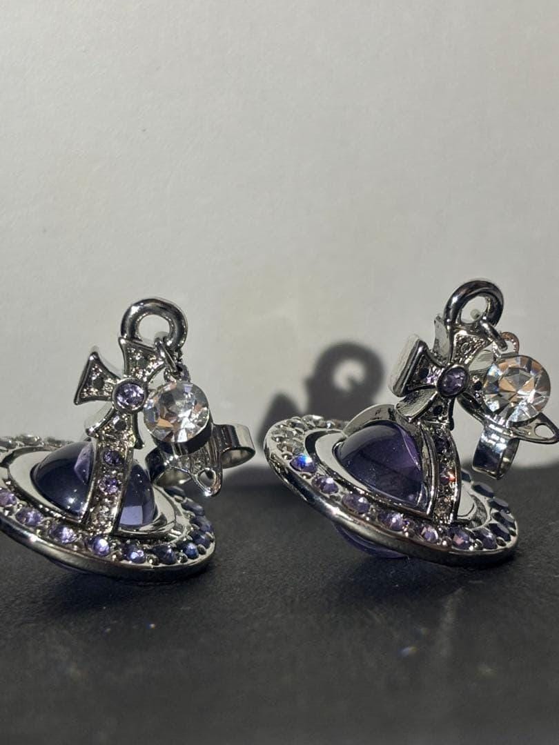 Saturn Orb Cross Silver Tiny Orb Purple Crystal Vintage NANA Earrings ...