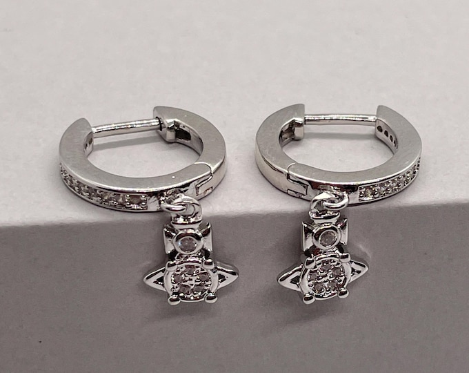 Vivienne Westwood Silver Brandita Saturn Orb Hoop NANA Dangle Earrings ...