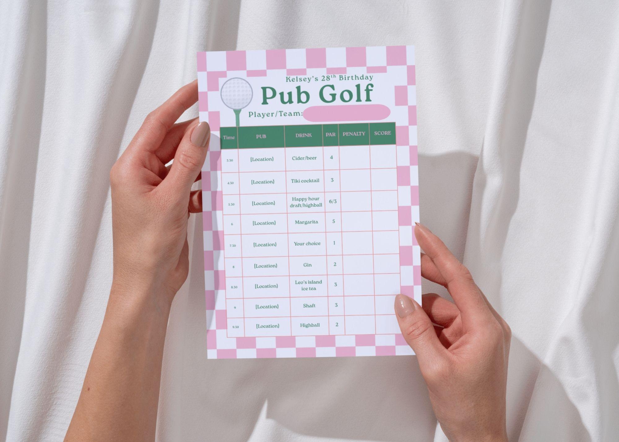 Pub Golf Scorecard – Printable Bar Crawl Game | Instant Download - Etsy UK